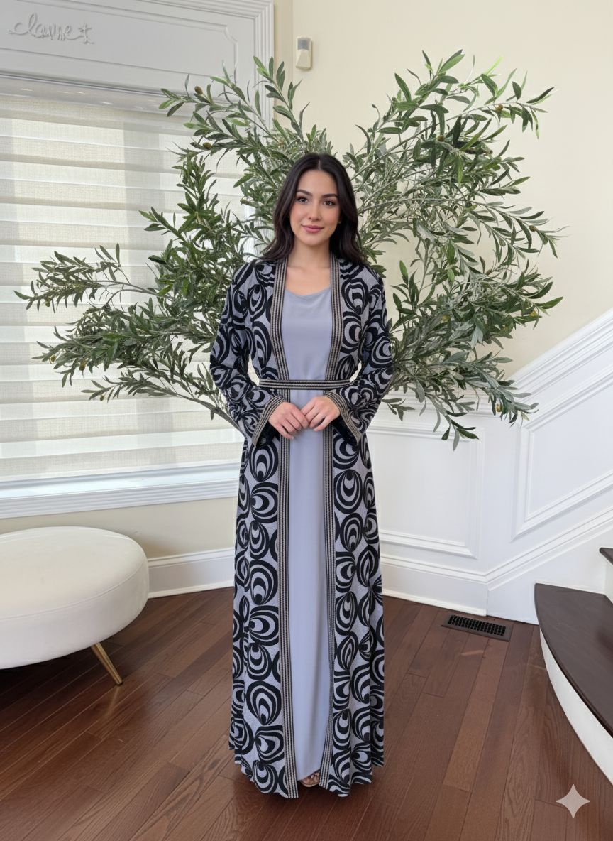 Midnight Marble Two-Piece Abaya – ABAYATMUNA